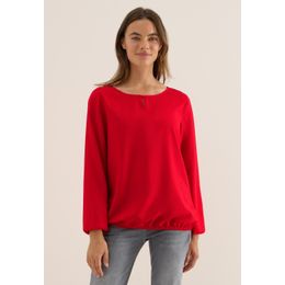 Langarmbluse Cecil, Damen, Gr. XXL (46), rot (fiery rot), Stoff, 100% Viskose, unifarben, normal normal, Rundhals, B&uuml;ndchen, Blusen, aus softer Viskose
