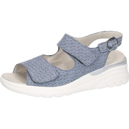 Waldl&auml;ufer Keilsandalette WALDL&Auml;UFER "H-IVY", Damen, Gr. 5,5 (38,5), jeansblau, Nubukleder, Flechtoptik, unifarben, Schuhe, Sommerschuh, Klettsandale, Bequemschuh in Komfortweite H (= sehr weit)