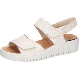 Waldl&auml;ufer Keilsandalette WALDL&Auml;UFER "H-Willow", Damen, Gr. 4,5 (37,5), hellbeige, Nubukleder, Flechtoptik, Schuhe, Sommerschuh, Sandale, Klettschuh mit Kork-Fu&szlig;bett, Weite H