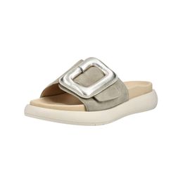Pantolette Gabor "Gabor Pantoletten Leder", Damen, Gr. 39, silber (grau, silber), Leder, Schuhe Pantolette