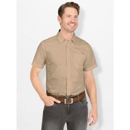 Kurzarmhemd Marco Donati, Herren, Gr. 41/42, Normalgr&ouml;&szlig;en, beige, 100% Baumwolle, unifarben, klassisch, Hemden