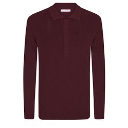 Polokragenpullover FELIX HARDY "Pullover mit Rollkragen und Kn&ouml;pfen", Herren, Gr. XL, bordeaux, 100% Baumwolle, Pullover