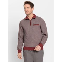 Poloshirt Marco Donati "Langarm-Shirt", Herren, Gr. 60/62, braun (rotbraun, gestreift), 65% Baumwolle, 35% Polyester, meliert, Shirts