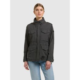 Cargojacke Khujo "NORI", Damen, Gr. L, slate grau, Twill, 100% Baumwolle, unifarben, regular fit h&uuml;ftlang, eingesetzt mit Kn&ouml;pfen, Jacken