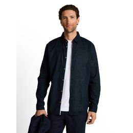Langarmhemd Tom Tailor, Herren, Gr. M, N-Gr, sky captain blau, Web, Obermaterial: 55% Leinen, 45% Baumwolle, normal h&uuml;ftbedeckend, Rundhals, Hemden, mit Leinen