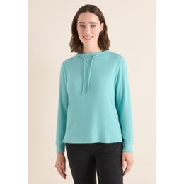 Langarmshirt Cecil, Damen, Gr. XL (44), foam blau melange, Stoff, 67% Viskose, 28% Polyester, 5% Elasthan, unifarben, comfort fit normal, hoch geschlossener Ausschnitt, B&uuml;ndchen, Shirts Langarmshirt, mit Seitlichen Einschlitzen am Saum