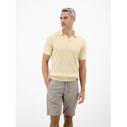 Poloshirt Lerros "Polo aus nachhaltiger Baumwolle, Strickoptik", Damen, Gr. L, soft stone, 100% Baumwolle, V-Ausschnitt, Shirts