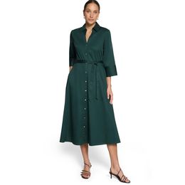 Hemdblusenkleid Zero "Damen mit 3/4 Arm", Damen, Gr. 34, Normalgr&ouml;&szlig;en, gr&uuml;n forest, Obermaterial: 71% Baumwolle, 26% Polyamid, 3% Elasthan, A-Linie lang, Kleider, Bindeg&uuml;rtel