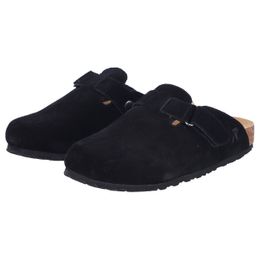 Clog Rieker, Herren, Gr. 37, schwarz, Veloursleder, unifarben, Basic, Schuhe Clog, Pantolette, Hausschuh, Sommerschuh mit Klettriemchen