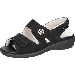Waldl&auml;ufer Sandale WALDL&Auml;UFER "KARA Soft", Damen, Gr. 6 (39), schwarz, Nubukleder, Textil, unifarben, Basic, Schuhe Sandale, Sommerschuh, Keilsandalette mit Orthotritt-Funktion, Extraweite K