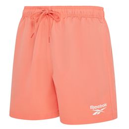 Badeshorts Reebok "Yale", Herren, Gr. M, N-Gr, orange (sunset coral), Microfaser, Polyester, clean, unifarben, Badehosen Badeshorts, mit Kordelzug und elastischem Bund, mit Logo, basic