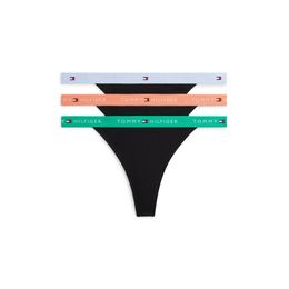 Tanga, Damen, Gr. XS (34), 3 Stk., schwarz (sweet blau, peach dusk, jade), Webqualit&auml;t, Obermaterial: 95% Baumwolle, 5% Elasthan, Tommy Hilfiger Underwear, k&ouml;rpernah, Unterhosen Tanga, K&ouml;rpernahe Passform mit elastischem Bund