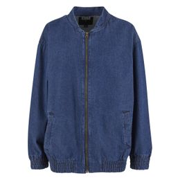 Jeansjacke Urban Classics "Urban Classics Ladies Oversized Skater Jacket", Damen, Gr. 4XL, mid tiefblau washed, 100% Baumwolle, unifarben, normal, amerikanischer Ausschnitt, Jacken Jeansjacke