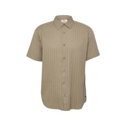 Kurzarmhemd s.Oliver, Herren, Gr. XXL, N-Gr, khaki, Web, Obermaterial: 100% Baumwolle, unifarben, regular fit h&uuml;ftbedeckend, Rundhals, abgesteppte Kante, Hemden, mit Tape-Details und abgerundetem Saum