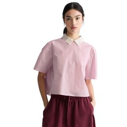 Marc O'Polo Kurzarmbluse MARC O'POLO DENIM, Damen, Gr. L, light pink multi, Web, Obermaterial: 100% Baumwolle, relaxed fit, Blusen, relaxed aus Papertouch Popeline