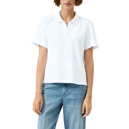 Poloshirt s.Oliver, Damen, Gr. 46, wei&szlig;, Piqu&eacute;, Obermaterial: 95% Baumwolle, 5% Elasthan, unifarben, regular fit normal, ohne Ausschnitt, Shirts, mit Piqu&eacute;-Struktur