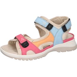Waldl&auml;ufer Trekkingsandale WALDL&Auml;UFER "H-Sora", Damen, Gr. 8 (42), pink, hellblau, orange, Nubukleder, Textil, mehrfarbig, Schuhe, Outdoorschuh, Sommerschuh, Keilabsatz, in bequemer Schuhweite H