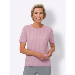Kurzarmpullover Classic Basics "Kurzarm-Pullover", Damen, Gr. 52, rosa (ros&eacute;), 100% Polyacryl, unifarben, Pullover