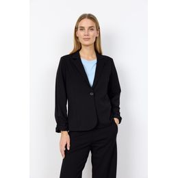 Kurzblazer soyaconcept "SC-SIHAM 97", Damen, Gr. L, schwarz, Web, Obermaterial: 95% Polyester, 5% Elasthan, unifarben, normal, V-Ausschnitt, Blazer Kurzblazer