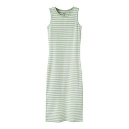 Maxikleid name it "NKFSURAJA XSL SL MAXI DRESS NOOS", M&auml;dchen, Gr. 152, N-Gr, aqua foam stripes:with cloud dancer, Jersey, Obermaterial: 95% Baumwolle, 5% Elasthan, gestreift, slim fit wadenlang, Rundhals, Kleider Maxikleid, Baumwollmischung, mit Stretch, Jersey, Seitenschlitze