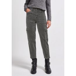 Cargohose STREET ONE STUDIO, Damen, Gr. 42, L&auml;nge 28, gravel grau, Web, 98% Baumwolle, 2% Elasthan, unifarben, comfort fit kn&ouml;chellang, Hosen Cargohose, im Cargo-Style
