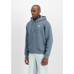 Hoodie Alpha Industries "Basic Hoodie SL", Damen, Gr. L, blau (denim blau), Obermaterial: 80% Baumwolle, 20% Polyester, regular fit, Sweatshirts Hoodie