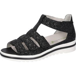 Waldl&auml;ufer Sandale WALDL&Auml;UFER "HAKURA", Damen, Gr. 8 (42), schwarz, Nubukleder, gemustert, Schuhe Sandale, Klettschuh, Sommerschuh, Komfortschuh mit Klettverschl&uuml;ssen, H-Weite