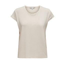 Kurzarmshirt Only CARMAKOMA "CARCLAUDIA LIFE S/S GLITTER TOP NOOS", Damen, Gr. XL, cloud dancer detail:gold lurex stripe, Jersey, Obermaterial: 86% Viskose, 7% Elasthan, 7% metallisierte Fasern, Glitzerstreifen, unifarben, normal, Rundhals, Shirts