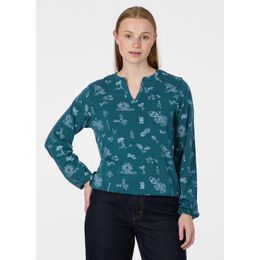 Langarmshirt Ragwear "SANTICA PRINT", Damen, Gr. S, ocean gr&uuml;n, Jersey, Obermaterial: 48% Viskose, 47% Polyester, 5% Elasthan, bedruckt, normal, V-Ausschnitt, Shirts Langarmshirt, Viskosemischung mit Gummizug und Allover-Print