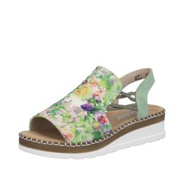 Sandale Rieker, Damen, Gr. 42, mint multi, Nubuklederimitat, Textil, mehrfarbig, Schuhe Sandale, Sommerschuh, Sandalette, Keilabsatz, in modischer Optik