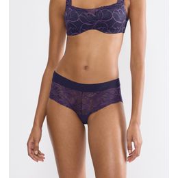 Panty Triumph "Body Make-Up Illusion Lace", Damen, Gr. 44, blau (prussian blau), Microtouch, Obermaterial: 80% Polyamid, 20% Polyester, k&ouml;rpernah, Unterhosen Panty, florale Stretch-Spitze, glatter Bund, Mikrofaser, nahtlos