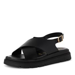 Plateausandale Tamaris, Damen, Gr. 36, schwarz, Glattleder, unifarben, Schuhe, Plateau, Riemchensandale mit Touch it-Ausstattung