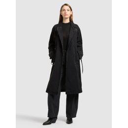 Trenchcoat Khujo "HERA", Damen, Gr. L, schwarz, Web, 100% Baumwolle, regular fit, eingesetzt abgesteppte Kante verstellbar, M&auml;ntel