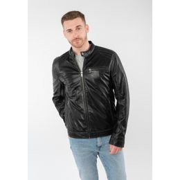 Lederjacke Mauritius "MMOrvay", Herren, Gr. 4XL(58), schwarz, Obermaterial: 100% Schafsleder. Futter: 100% Baumwolle. &Auml;rmelfutter: 100% Polyester, unifarben, regular fit h&uuml;ftbedeckend, angesetztes B&uuml;ndchen mit Rei&szlig;verschluss, Jacken, mit Bikerkragen