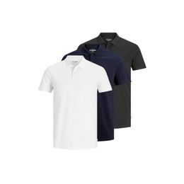 Jack & Jones Poloshirt JACK & JONES "Poloshirt JJEBASIC POLO 3PK 3er Pack", Herren, Gr. S, bunt (schwarz, blau, wei&szlig;), Obermaterial: 100% Baumwolle CO., Shirts