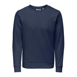 Only & Sons Sweatshirt ONLY & SONS "ONSCHASE REG CREW SWEAT OTL", Herren, Gr. L, navy blazer, angeraute Sweatware, Obermaterial: 52% Baumwolle, 48% Polyester, unifarben, regular fit normal, Rundhals, Rippb&uuml;ndchen, Sweatshirts Sweatshirt