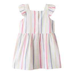 Minikleid name it "NMFFIMY CAPSL DRESS", M&auml;dchen, Gr. 98, N-Gr, strawberry moon, Web, Obermaterial: 100% Baumwolle, gestreift, normal normal, eckiger Ausschnitt, Fl&uuml;gel&auml;rmel R&uuml;schen, Kleider Minikleid, mit durchgehender Knopfleiste und im sommerlichen Streifendesign