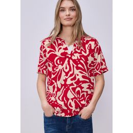 Schlupfbluse Street One, Damen, Gr. 38, salsa rot, Web, Obermaterial: 100% Viskose, gemustert, figurumspielend, mit Aufschlag, Blusen Schlupfbluse, Weich fallende Viskose