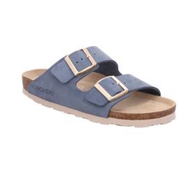 Pantolette Rohde "ALBA", Damen, Gr. 40, jeansblau, Veloursleder, unifarben, Schuhe Pantolette, Sommerschuh, Hausschuh, Zweischnaller, Strandschuh mit Softfu&szlig;bett