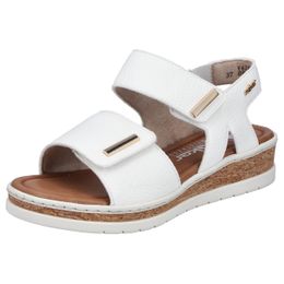Keilsandalette Rieker, Damen, Gr. 43, wei&szlig;, Lederimitat, unifarben, Schuhe, Sommerschuh, Keilsandalette, Plateausandale mit Klett