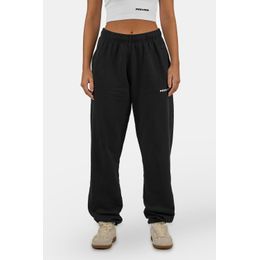 Sweathose Pegador "Villa High Waisted Sweat Pants", Damen, Gr. L, N-Gr, schwarz, wei&szlig;, Sweatware, Obermaterial: 80% Baumwolle, 20% Polyester, unifarben, regular fit lang, Hosen Sweathose, Baumwollmischung, regular fit