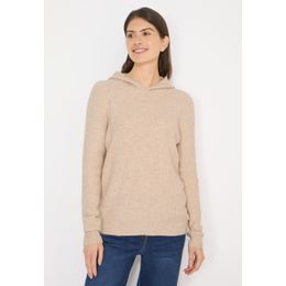 Strickpullover Cecil, Damen, Gr. L (42), desert beige melange, Web, 37% Baumwolle, 34% Polyacryl, 26% Polyester, 3% Elasthan, unifarben, normal normal, ohne Ausschnitt, gerader Abschluss, Pullover Strickpullover, mit Struktur