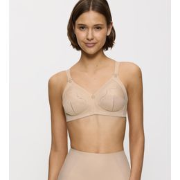 B&uuml;gelloser BH Triumph "Doreen + Cotton 01 N", Damen, Gr. 90, Cup E, beige (natur), Microtouch, Obermaterial: 35% Polyester, 29% Polyamid, 22% Baumwolle, 13% Elasthan, 1% Viskose, unifarben, BHs, mit zarter Lochstickerei