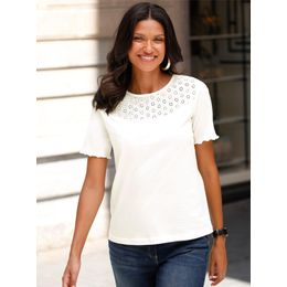 Kurzarmshirt Classic Basics "Kurzarm-Shirt", Damen, Gr. 38, beige (ecru), 100% Baumwolle, unifarben, Rundhals, Shirts