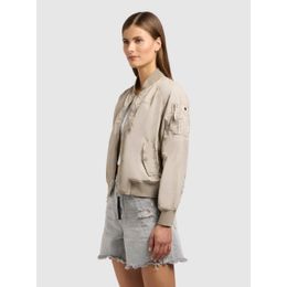 Bomberjacke Khujo "ZARIA", Damen, Gr. S, bone beige, Web, 100% Nylon, regular fit ca. Mitte Oberschenkel, eingesetzt angesetztes B&uuml;ndchen, Jacken Bomberjacke