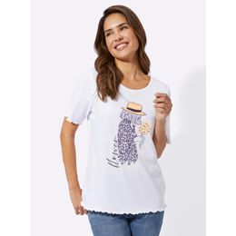 Kurzarmshirt Classic Basics "Kurzarm-Shirt", Damen, Gr. 40, blau (wei&szlig;, marine), 100% Baumwolle, bedruckt, gemustert, mehrfarbig, Rundhals, Shirts