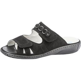 Waldl&auml;ufer Pantolette WALDL&Auml;UFER "GARDA", Damen, Gr. 7 (40,5), schwarz, Nubukleder, unifarben, Schuhe Pantolette, Keilabsatz, Sommerschuh, Schlappen mit Schmuckapplikation, Weite G