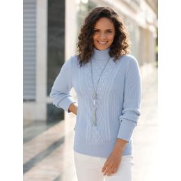 Strickpullover Casual Looks "Pullover", Damen, Gr. 40, blau (eisblau), 50% Baumwolle, 50% Polyacryl, unifarben, Pullover Strickpullover