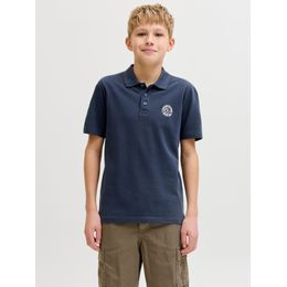 Jack & Jones Poloshirt JACK & JONES JUNIOR "JJALLIANCE POLO SS JNR", Jungen, Gr. 128, navy blazer, Single Jersey, Obermaterial: 100% Baumwolle, bedruckt, unifarben, normal normal, Shirts, mit Knopfleiste