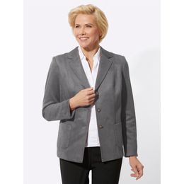 Jackenblazer CLASSIC "Lederimitat-Blazer", Damen, Gr. 38, grau, 90% Polyester, 10% Elasthan, Blazer